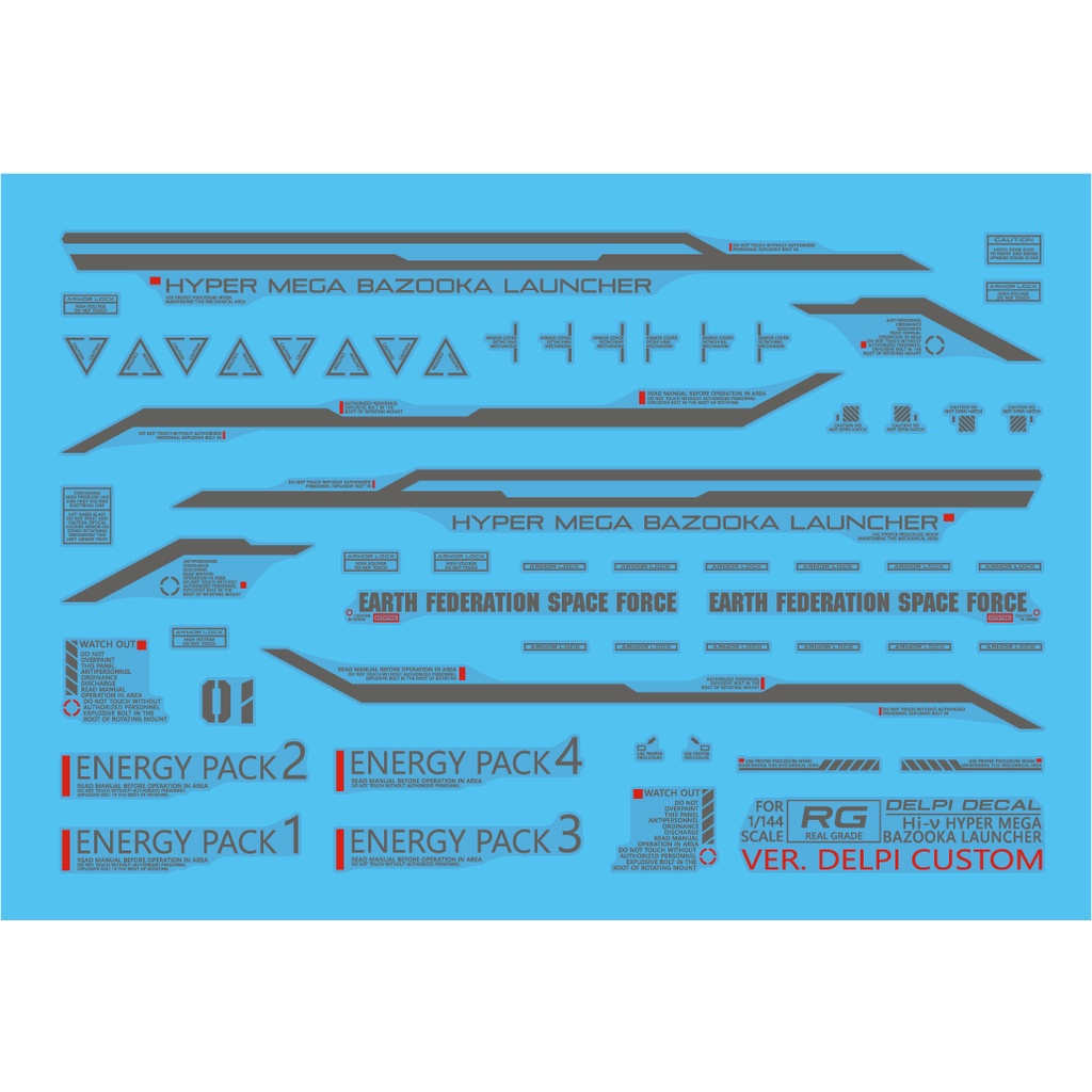 [Delpi] Waterslide Decal - RG 1/144 Hi Nu + Bazooka (Hologram/Metal ...