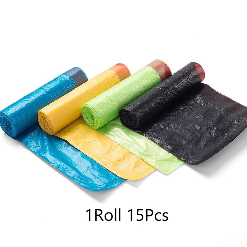 Drawstring Garbage Bag 】 1Roll 15pcs Trash Bag Office Kitchen ...