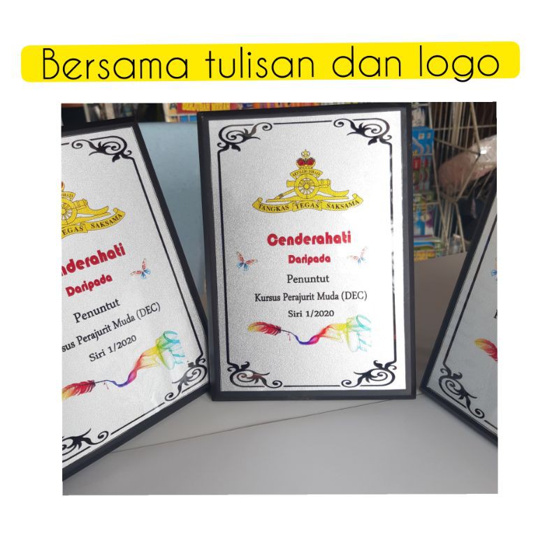 Plak 5X7 inch cenderahati bersama tulisan dan logo | Shopee Malaysia