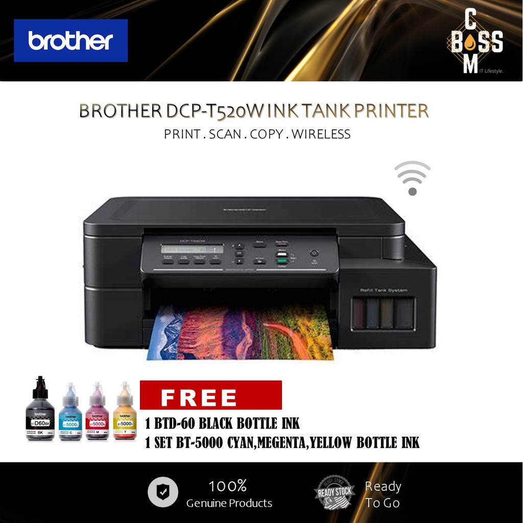 *HOT MODEL* BROTHER DCP-T520W INK TANK PRINTER (3-IN-1 MULTIFUNCTION PRINTER WITH WIRELESS AND ...