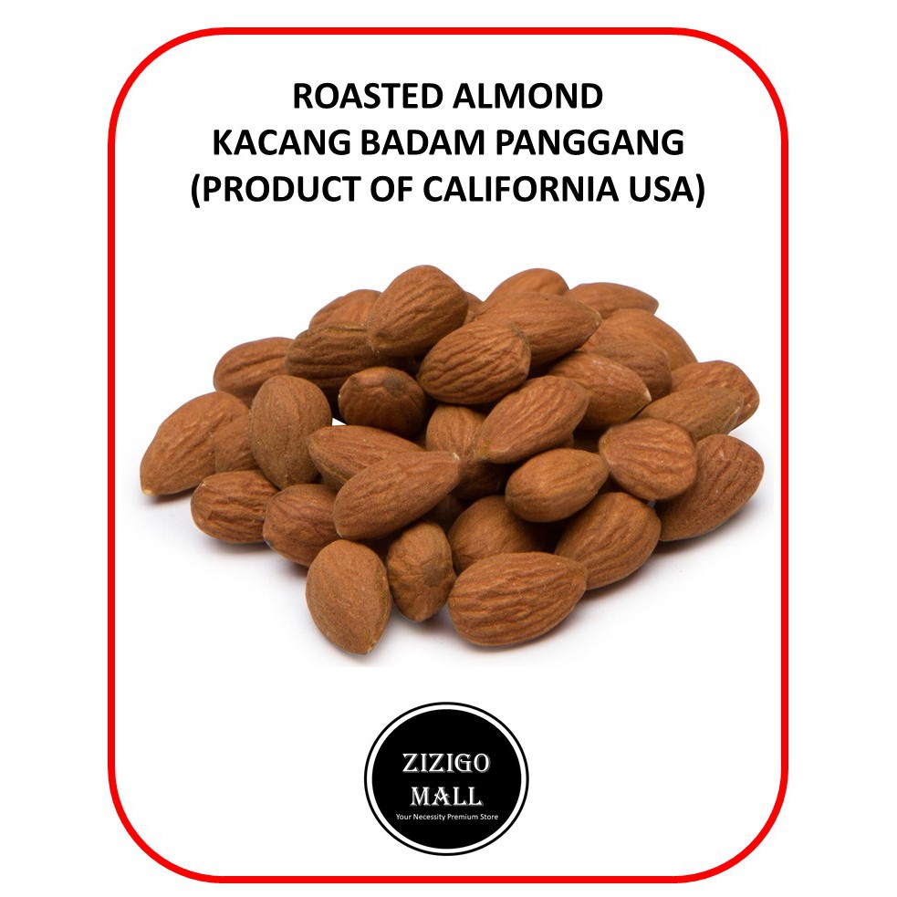 Almond Roasted Badam Biji Panggang Premium Grade Whole Shell Almond ...