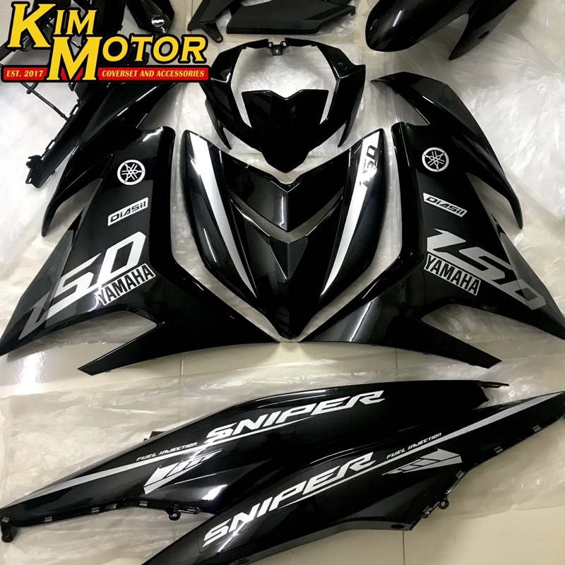 COVERSET Y15 V1 V2 ORIGINAL VELOZI SNIPER METALLIC BLACK HITAM STICKER ...