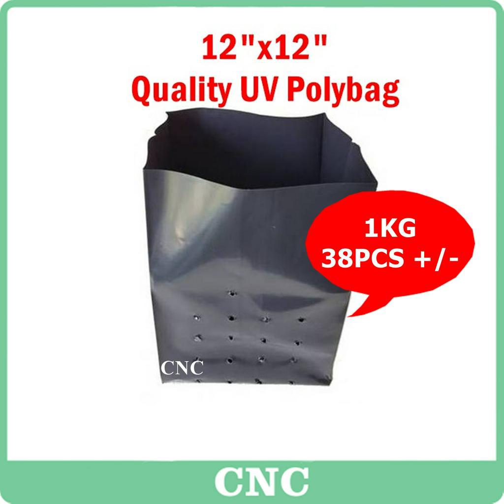 1KG 12x12 Polybag Tebal UV Hitam Polibag Tebal Poly Bag Fertigasi ...