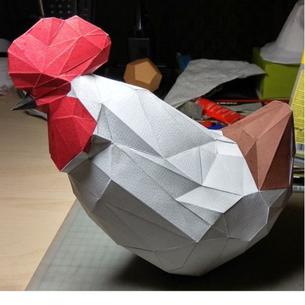 DIY 3D Papercraft A4 Paper Model Decor Kit: Rooster | Shopee Malaysia