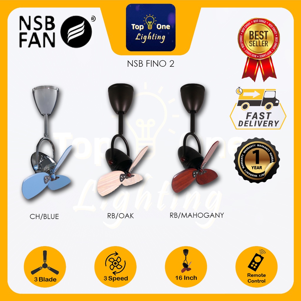 NSB FINO 2 16 Inch Ceiling Fan Mini Corner Ceiling Fan Remote Swing ...