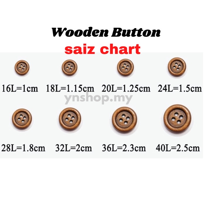 [20pcs] Classic Wooden Button / Butang Kayu 4 Lubang / Butang baju ...