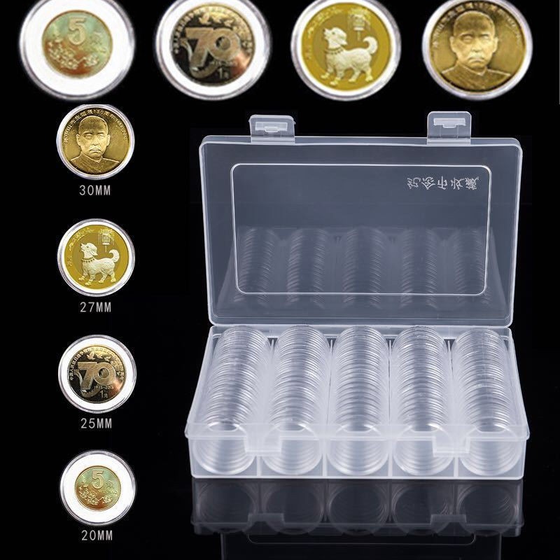 Coin Cases Capsules Holder Applied Clear Plastic Round Storage Box ...