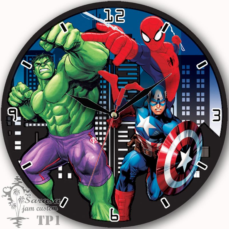 Captain AMERICA HULK SPIDERMAN CUSTOM CARTOON WALL CLOCK | Shopee Malaysia