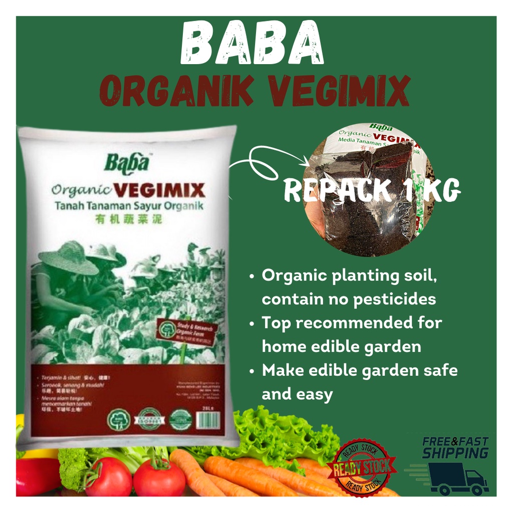 Baba Organic Vegimix Repack 1KG Media Tanaman Sayur Organik Baba ...