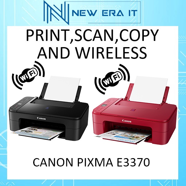 [Ready Stock] Canon E3370 Pixma Wireless All-in-One Printer (Black / Red) (New! replacement ...