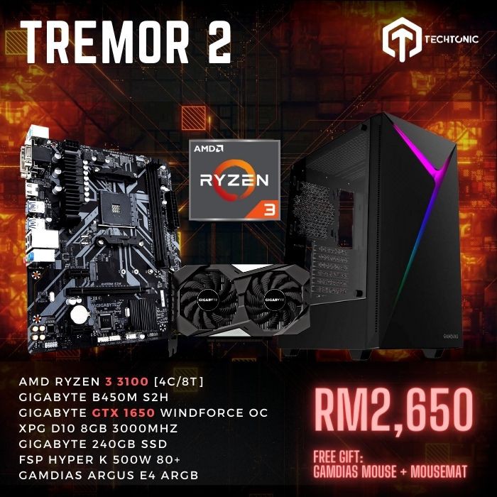 Techtonic Budget Gaming PC Package - Ryzen 3 3100 / Gigabyte GTX 1650 ...