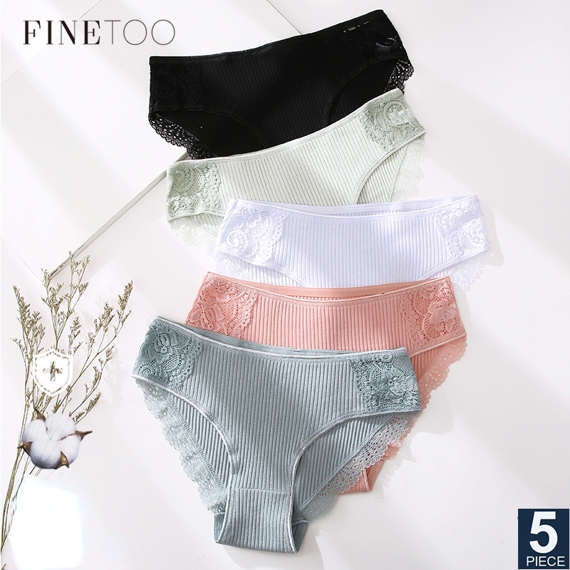 FINETOO 5PCS/Set Women Cotton Underwear | Shopee Malaysia
