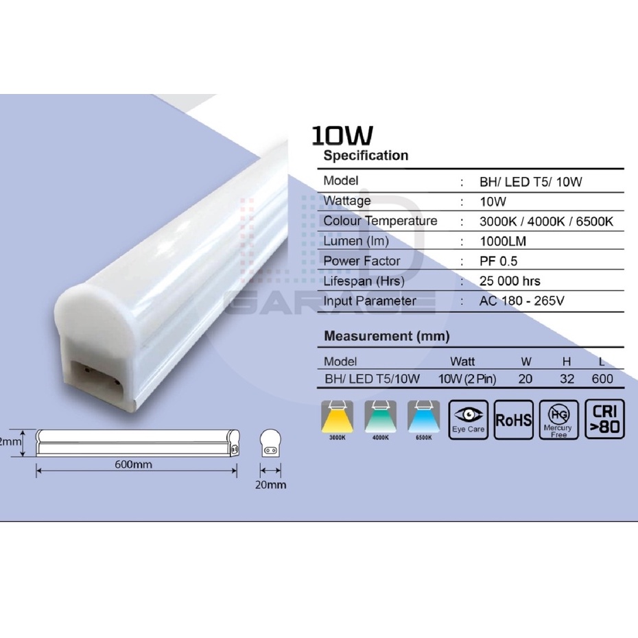 2Pin LED T5 Tube Light Drop Curve Light Ceiling Light Lampu Plaster Siling Mentol T5 [1 Years ...