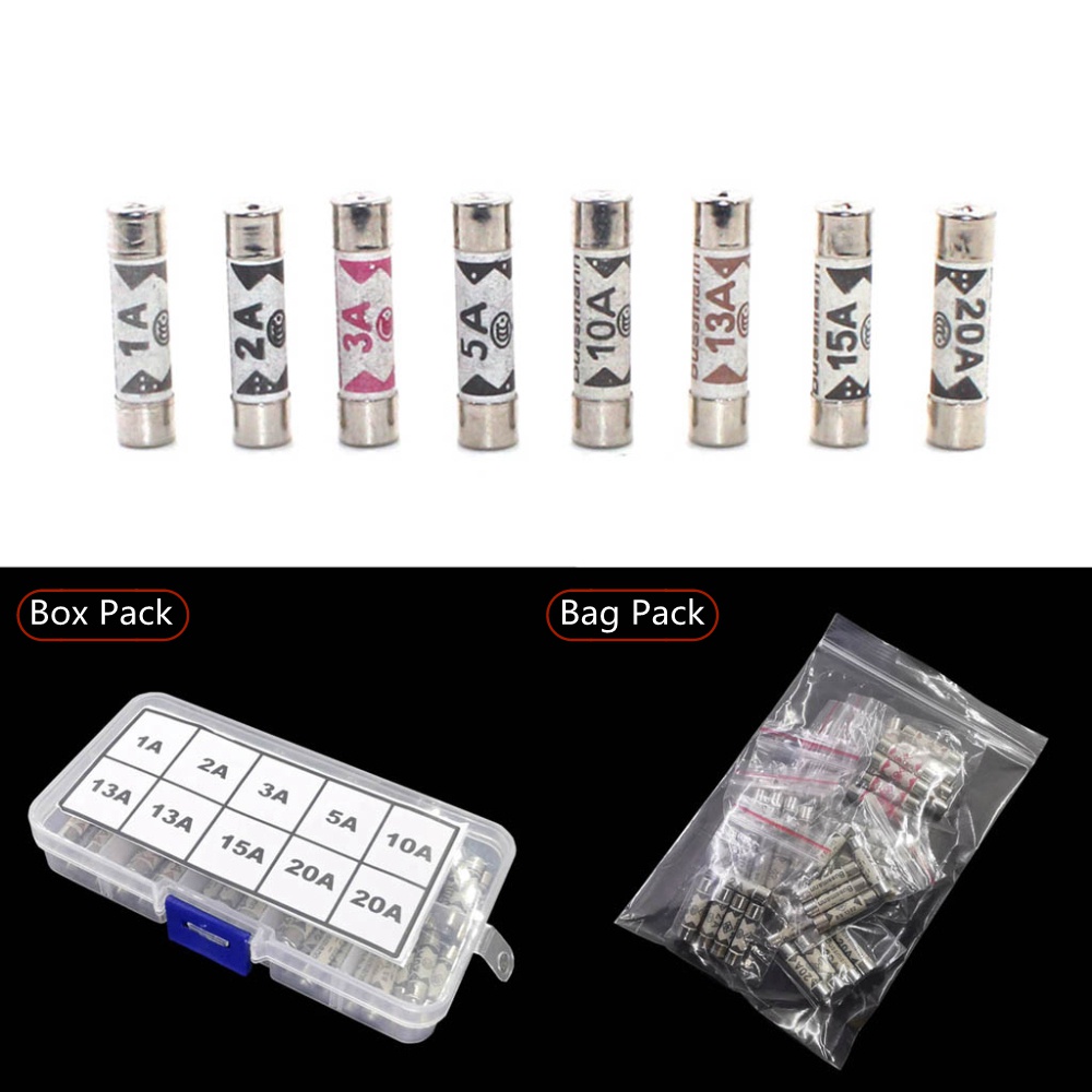 BS1362 6*25mm Filling sand Riot Ceramic fuse kit 6x25 fuse 250V 1A 2A ...