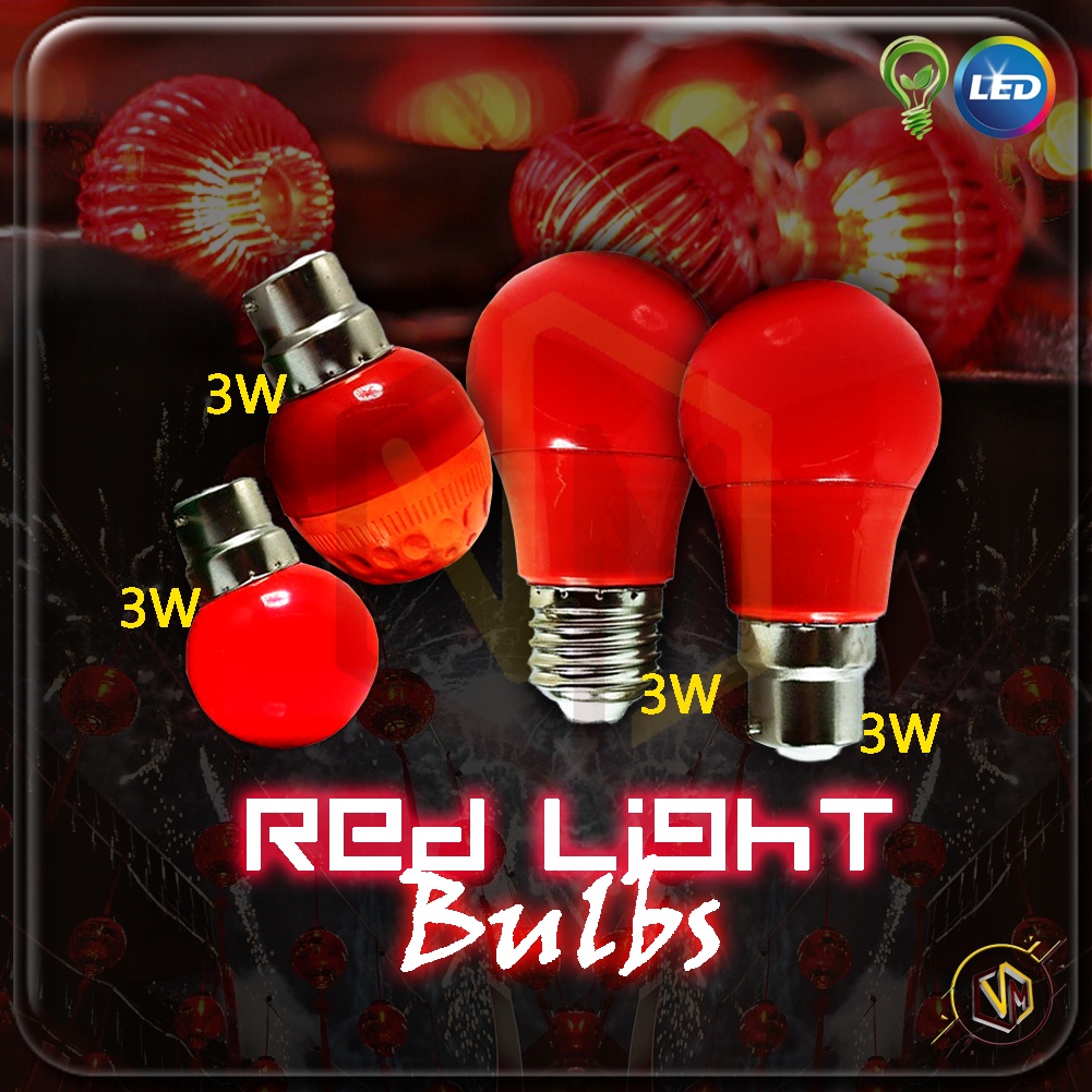 灯笼灯泡/LED灯泡 Red Led Light Bulb E27 B22 3W/5W AC240V Lampu Raya Mentol ...