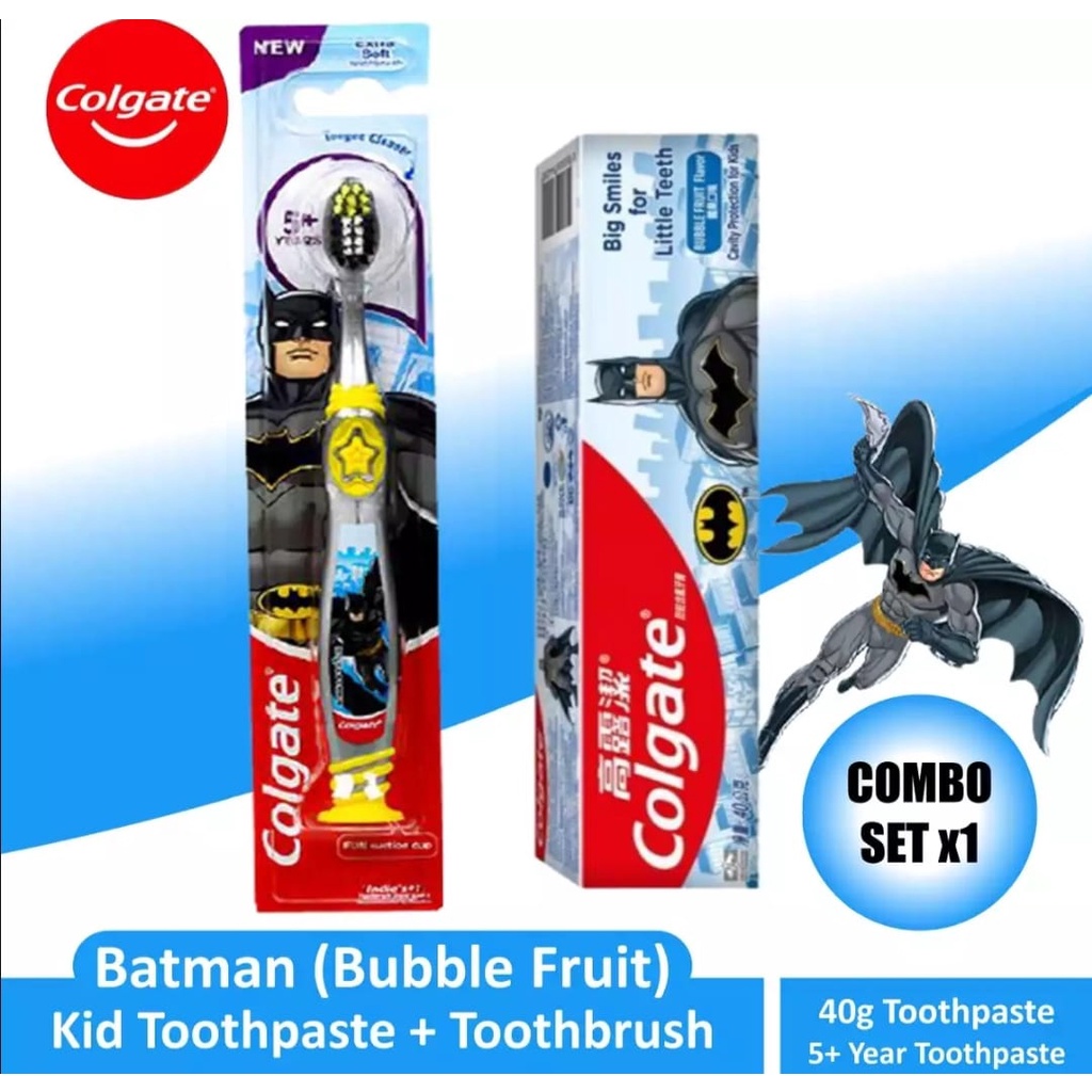 COLGATE KIDS BATMAN TOOTHBRUSH +TOOTHPASTE 40g (COMBO SET) | Shopee ...