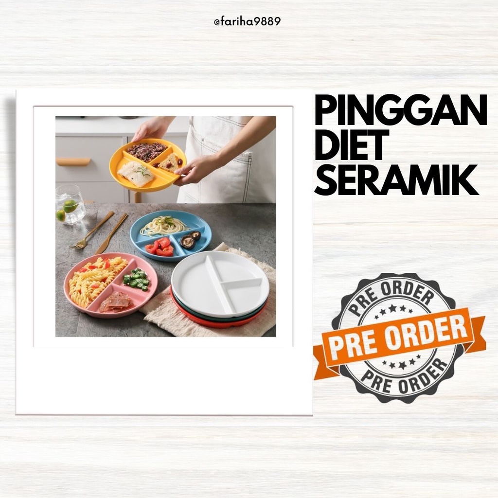 Pinggan Diet Suku-suku Separuh Nordic Style Round Plate Ceramic ...