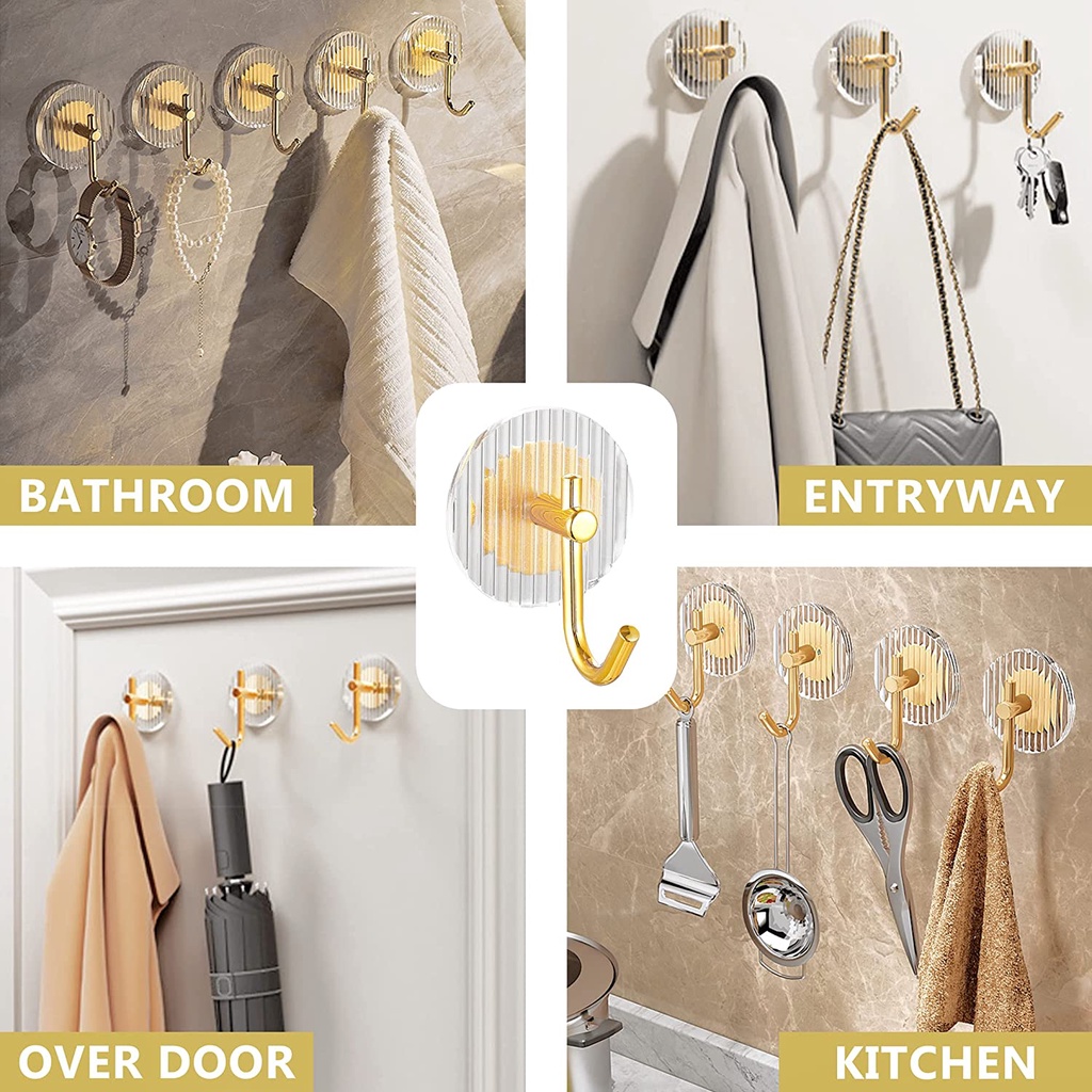 5 PCS new design Strong Wall Hook Self Adhesive Hooks sticky Hook Door ...
