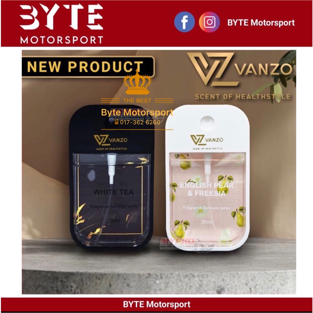🇲🇾NEW🇲🇾 Vanzo Pocket Fragrance Sanitizer Spray White Tea English Pear ...