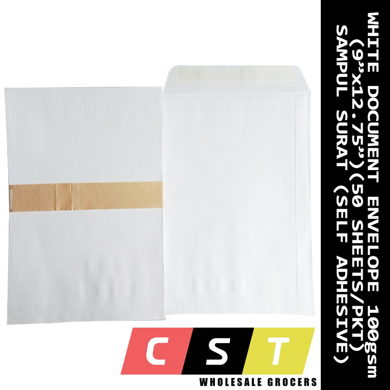 A4 White Document Envelope 100g (9x12.75)(50 Sheets/Pkt) Sampul Surat ...