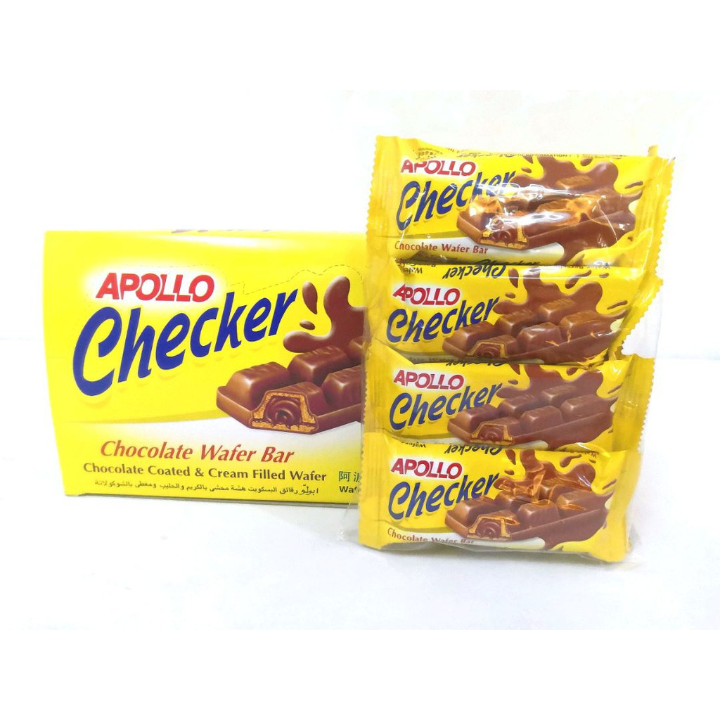 Apollo Checker Chocolate Wafer Bar (No.1788)(18g x 24 Packs) | Shopee ...