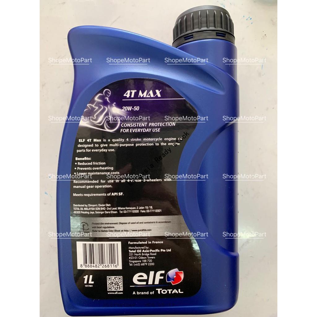 High Quality ELF 4T MAX 4T-MAX 4TMAX 20W50 MOTORCYCLE ENGINE OIL ENJIN ...
