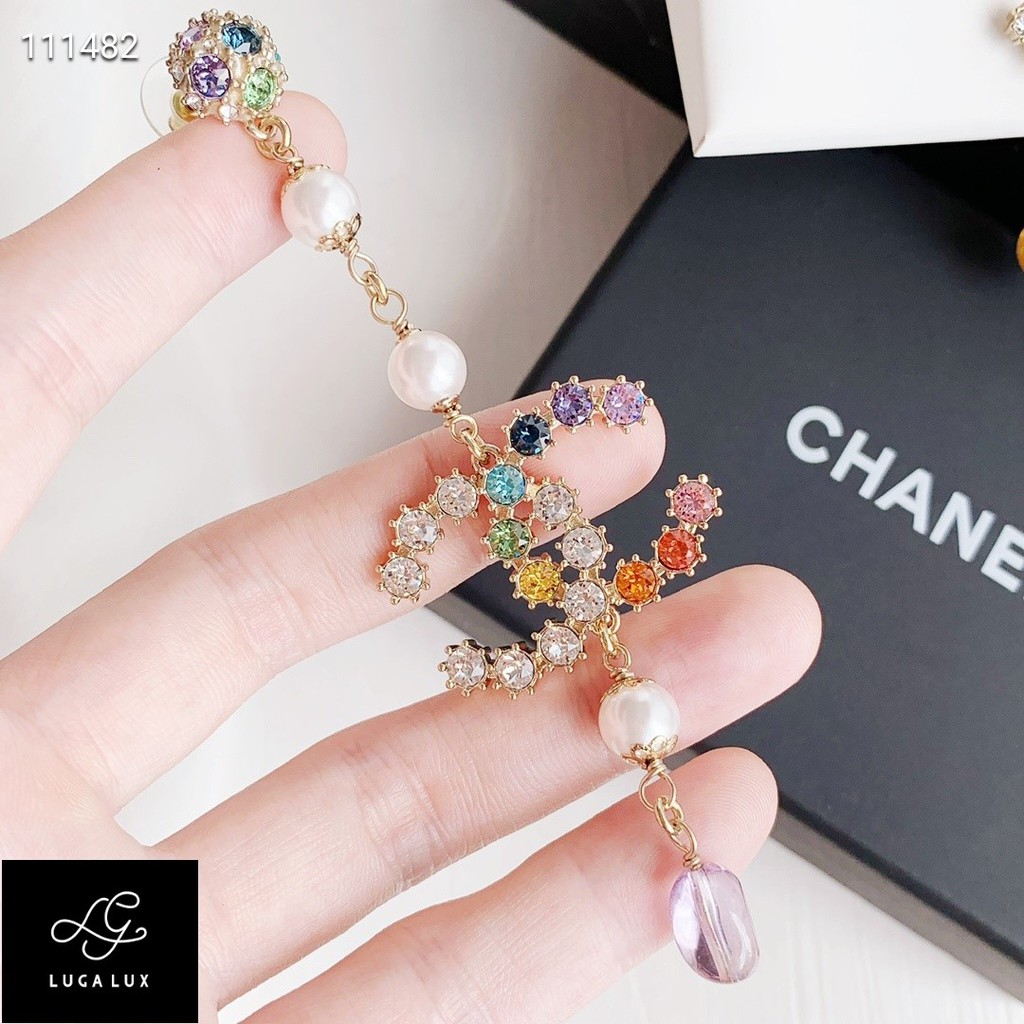 Chanel rainbow cc earrings store