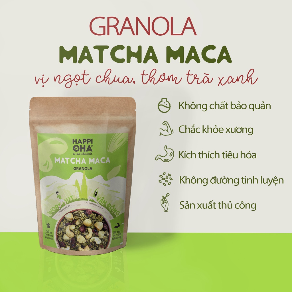 Happioha Matcha Maca Granola - Breakfast Cereal/Organic Sugar-Free Diet ...