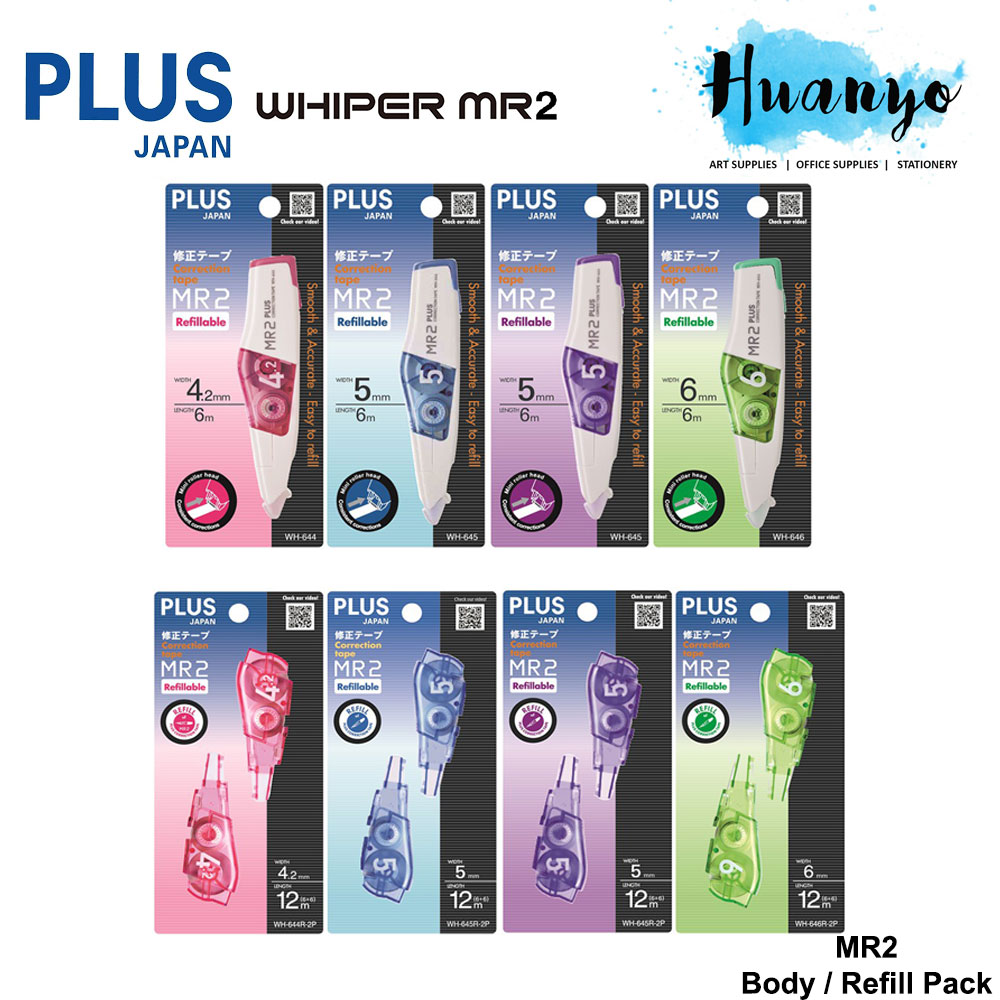 Plus Whiper MR 2 MR2 Series Refillable Correction Tape / Refill Pack (4 ...