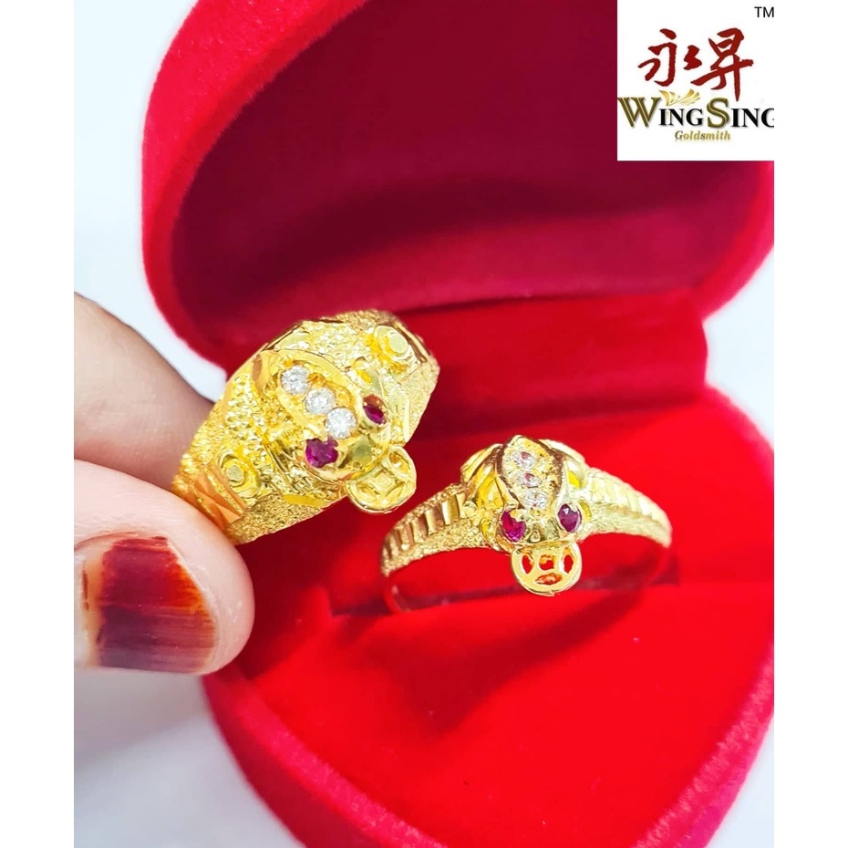 Wing Sing 916 Solid Golden Money Toad Frog Ring / Cincin Kodok Katak ...