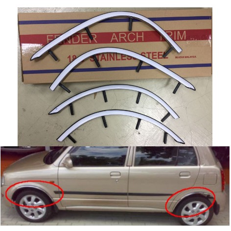 Perodua Kancil Fender Arch Trim Stainless Steel Chrome Garnish With ...