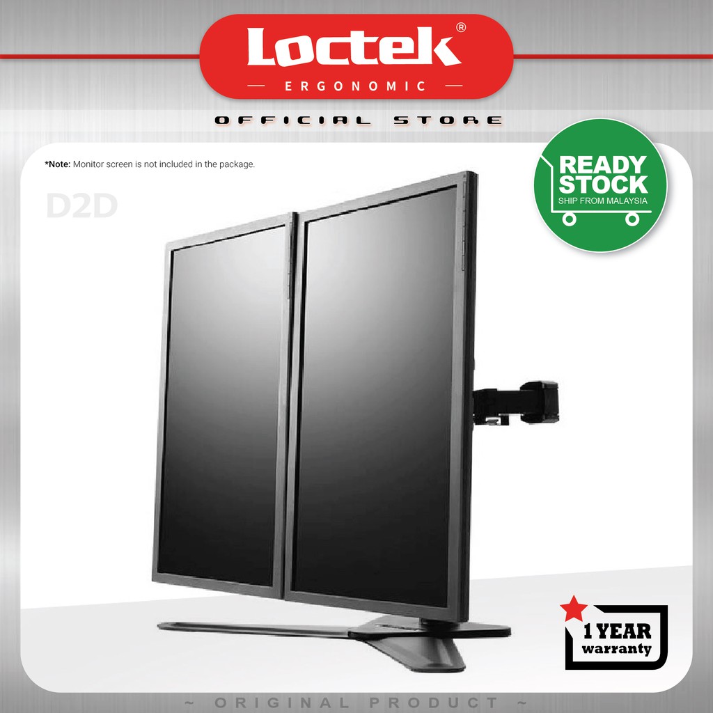Loctek D2D Desktop Stand 10"-30" Dual Monitor Holder Full Motion LED ...