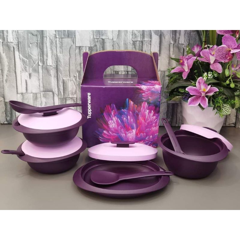 (READY STOCK) Tupperware Pturple Royale Petit Serveware Set with ladle ...