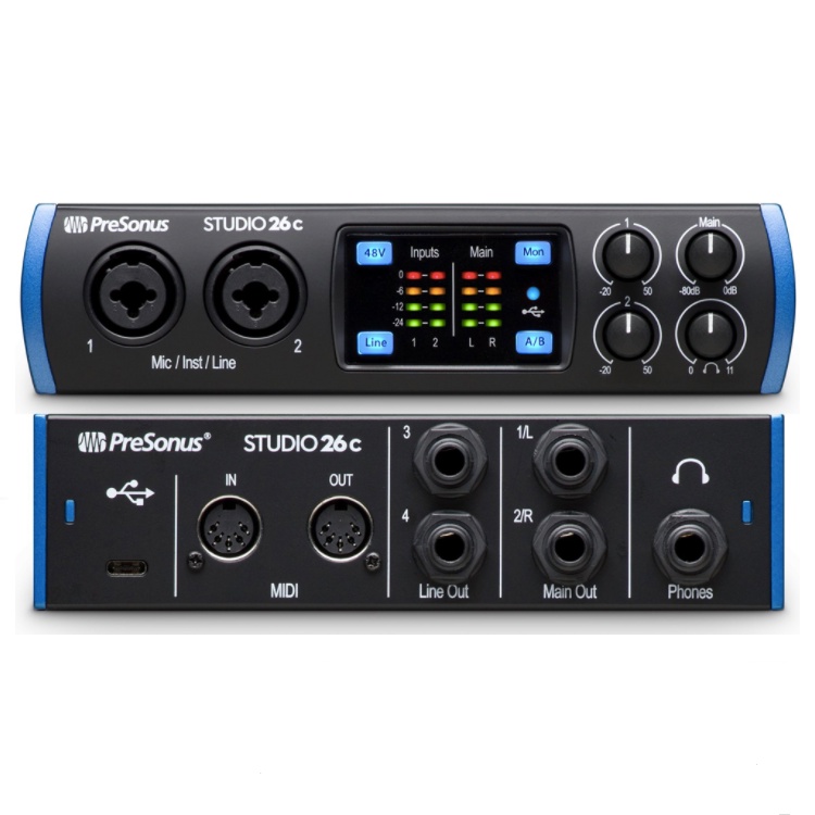 PreSonus Studio 26c USB-C Audio Interface / 2-in/4-out (Studio 26C ...
