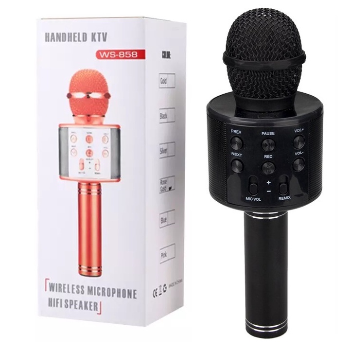 WS858 Wireless Karaoke Microphone Portable Bluetooth Mic Bluetooth Speaker For Music Singing KTV ...