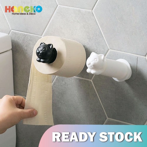 Self Adhesive Tissue Roll Holder with Cute Cat Design | Shopee Malaysia