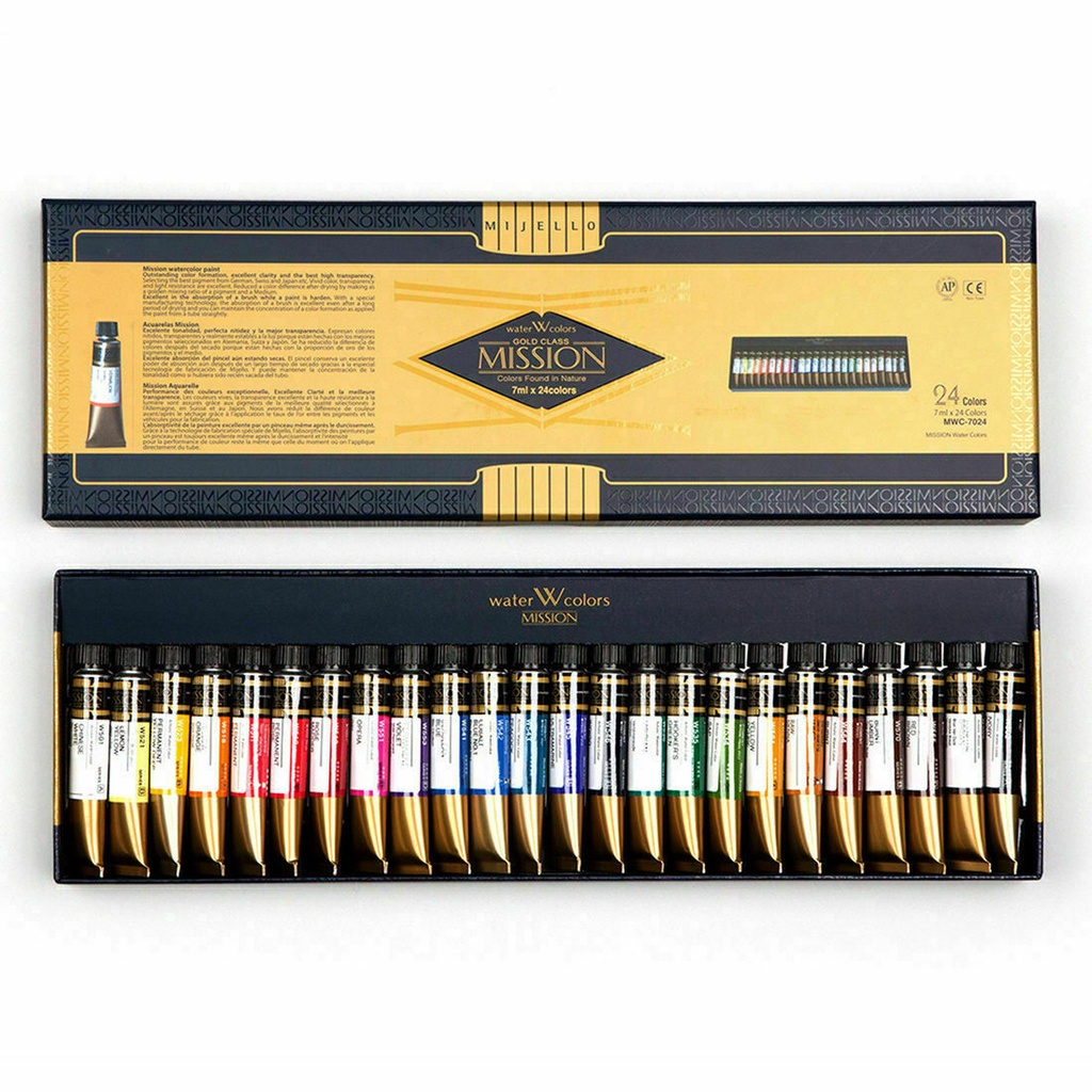 Mijello Mission Gold Class MWC-7024 Watercolor Paint 24 Colors 7 ml ...