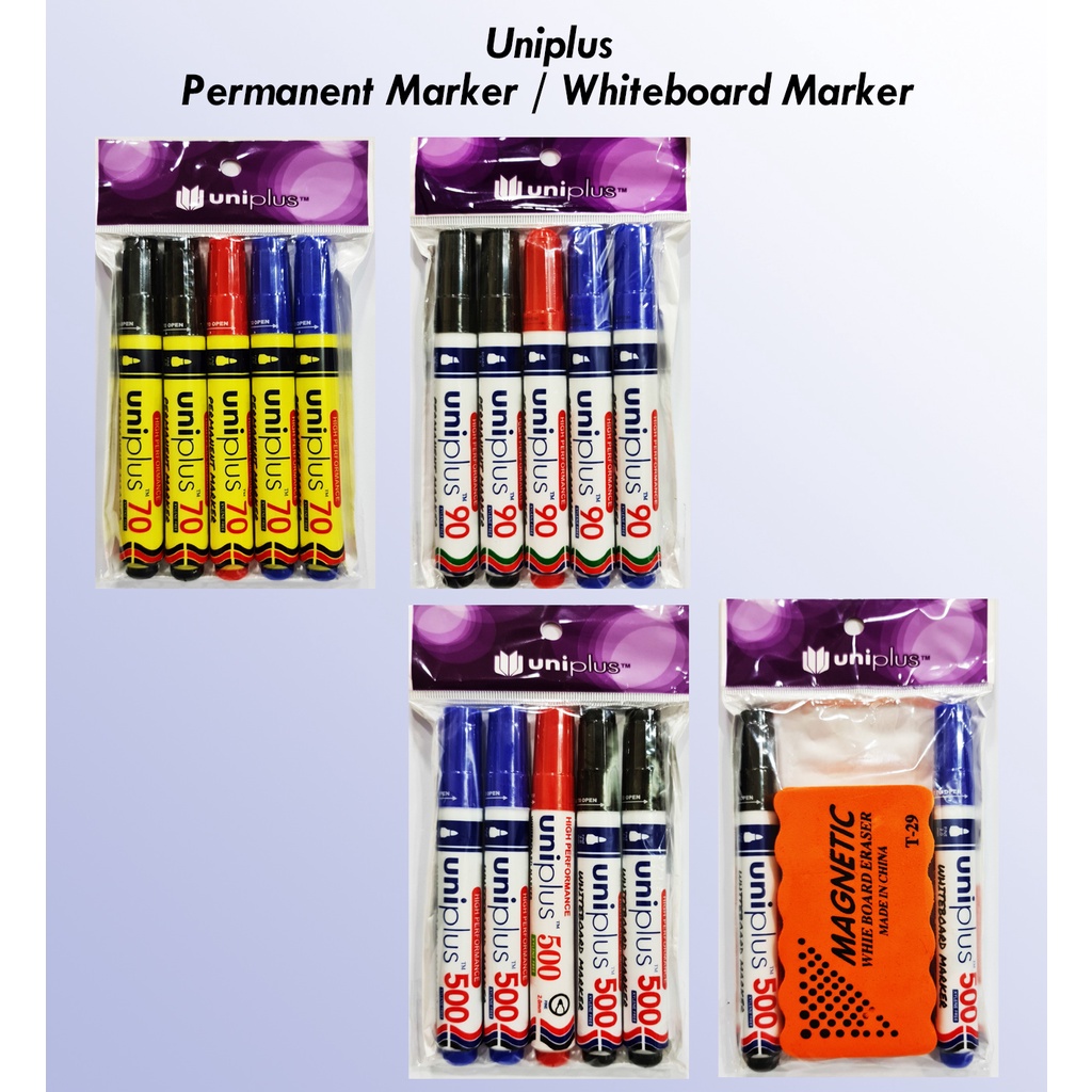 Uniplus- Permanent Marker / Whiteboard Marker (Value Pack) | Shopee ...