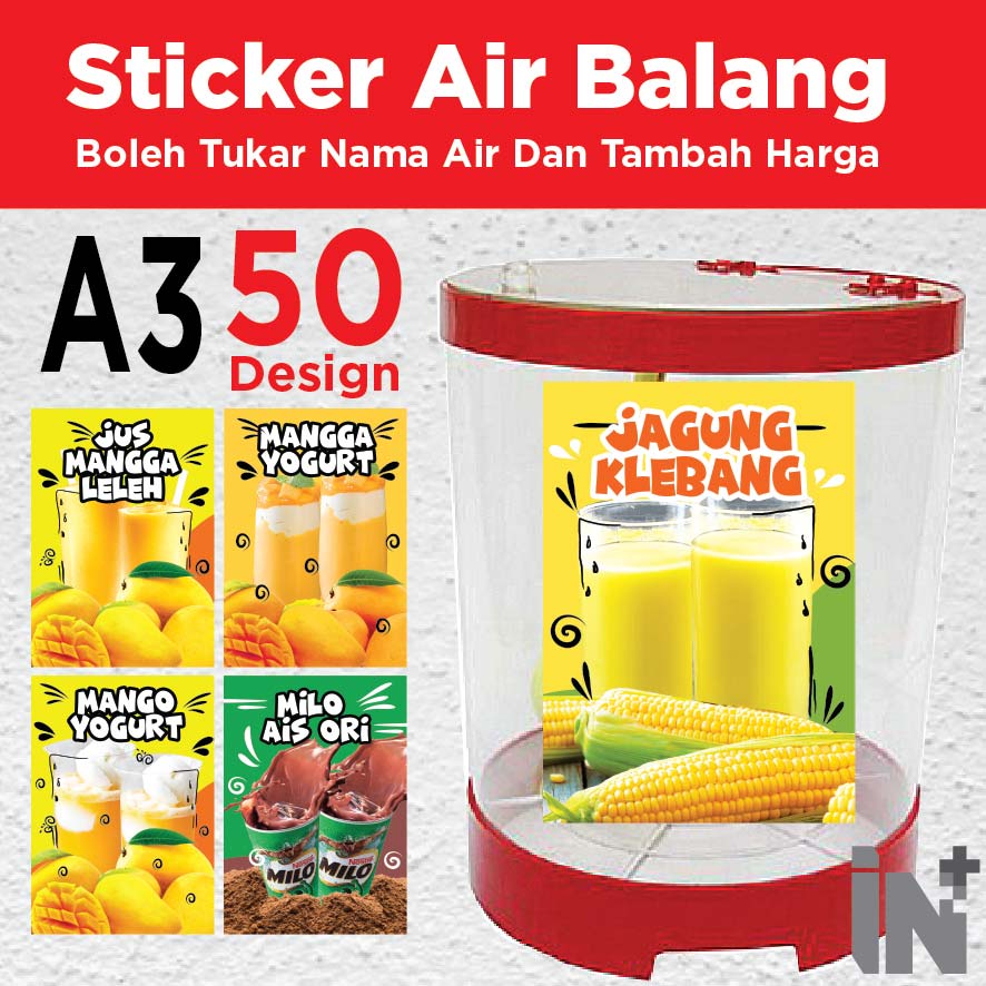A3 Sticker air balang Kalis Air Ink Tahan Lama Boleh Di Cuci | Shopee ...