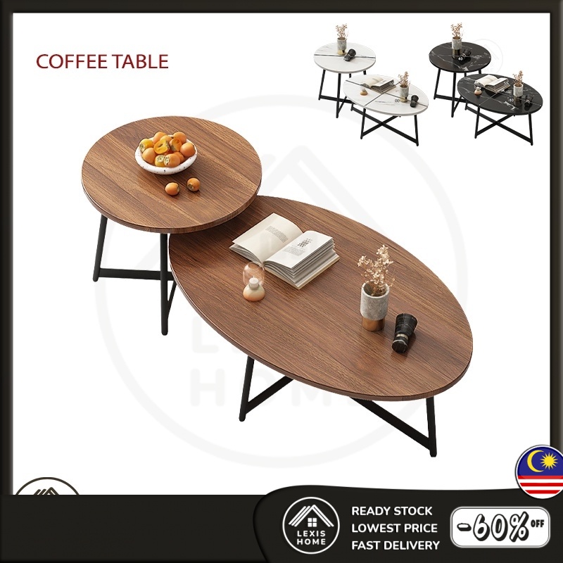 LEXIS L40/80cm Round Oval Coffee Table Side Table With Steel Leg Nordic ...