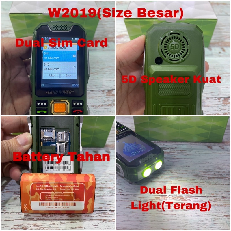 🚚🇲🇾Land Rover W2019/R1 13800mAh Dual Flash/W2021/W2025 Button Cell Keypad Battery Phone Fm Radio ...