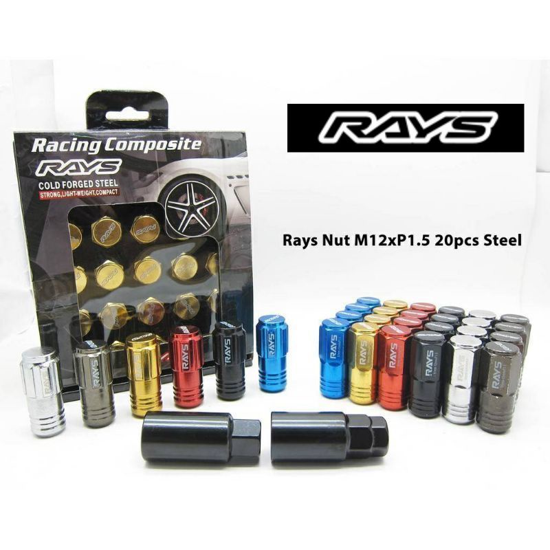 20/24Pcs Rays Racing Nut & Lock (Tayar Nut Besi Panjang)Wheel Nut Sport ...