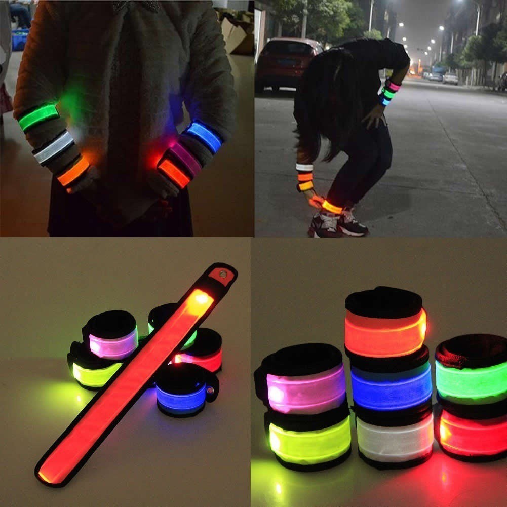 Ready Stock Neon LED Light Strap Wrist Slap Armband Ankle Night Running ...