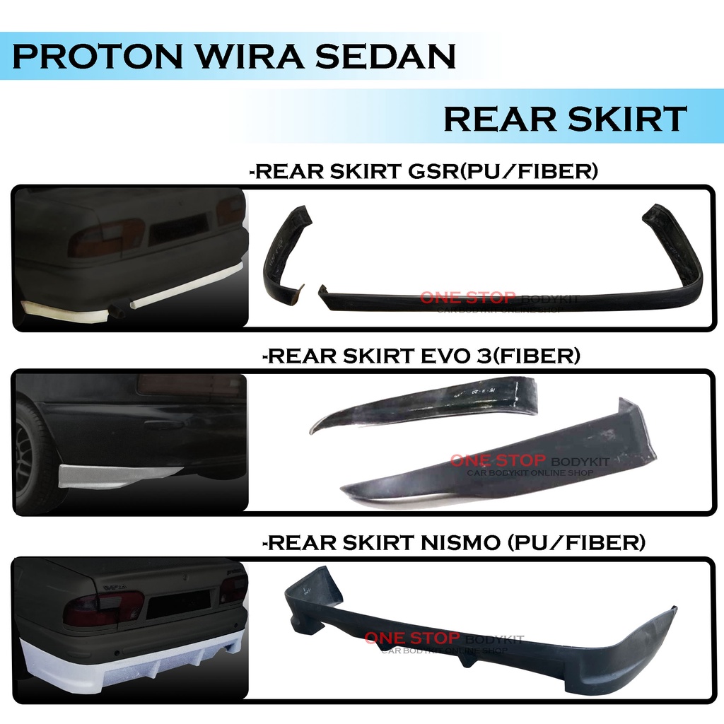 PROTON WIRA SALOON/SEDAN REAR SKIRT MG E3 E6 SE E4 V6 GSR E9 NISMO ...