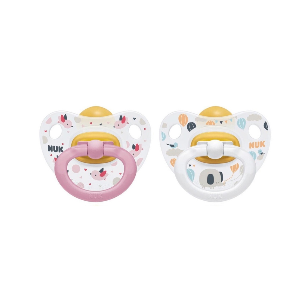 Nuk Pacifier Happy Kids Latex Soothers Pink Set (Birds & Animals ...
