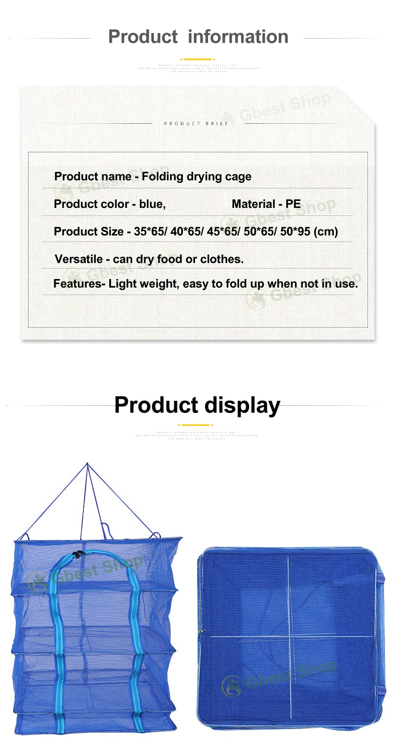 drying fish Net food hanging drying net Folding Fish Rack Cage Shelf ...