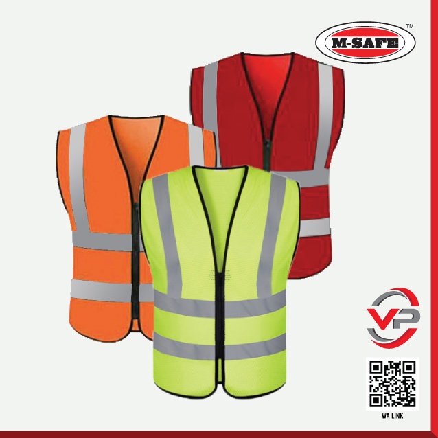 M-SAFE SAFETY VEST WITH ZIP AND REFLECTIVE TAPE / SAFETY TRICOT ORANGE ...