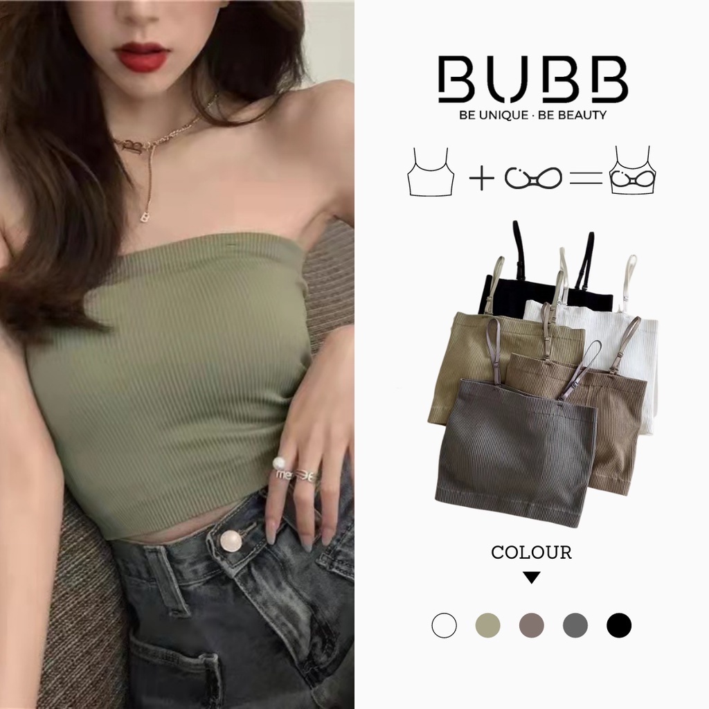 Straps Strapless Top Non-Removable Pads Comfort Adjustable Crop Top Bra ...