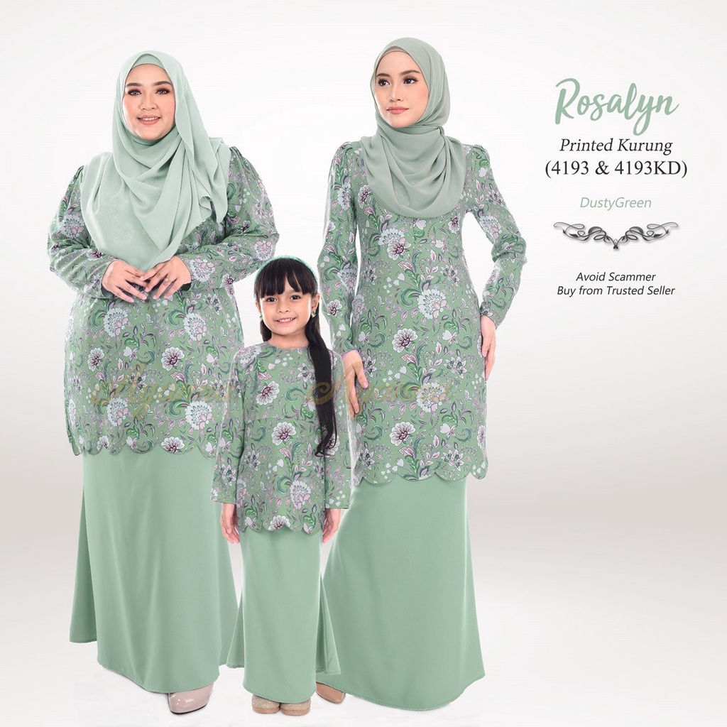 Baju Raya Sedondon Dusty Green 2023 Set Combo Family Ayanna Baju Kurung ...