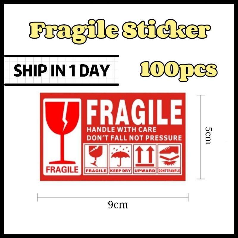 [PROMOTION!!] BUY 1 FREE 1 100pcs Fragile Sticker 100 keping Sticker ...